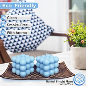 Xanobo 4Pcs - Aesthetic Bubble Candle Cute Decor Cube Shaped Candles Cool Candles for Fun and Aesthetic Shelf Décor (Blue)