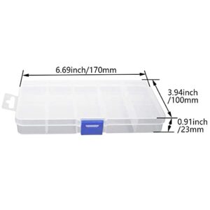 Jutagoss Plastic String Organizer Box With Dividers, 6.69x3.94x0.91 inch, 15 Mpartment Craft Storage Containers, 1PCS Bead Tackle Bolt Screw Small Parts Rock Collection Box.