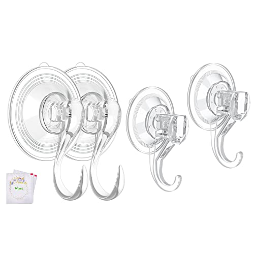 VIS'V 2 Pcs Large Suction Cup Hooks with 2 Pcs Small Suction Cup Hooks