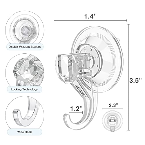 VIS'V 2 Pcs Large Suction Cup Hooks with 2 Pcs Small Suction Cup Hooks