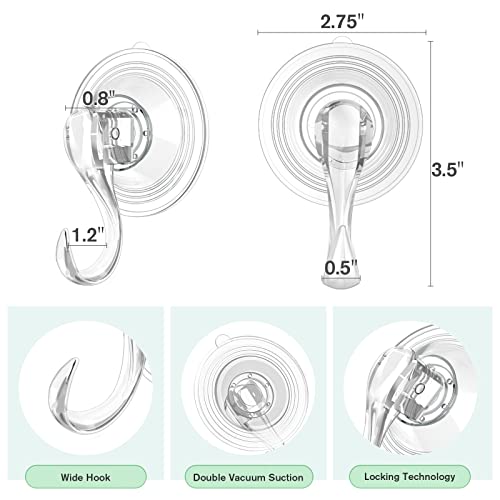 VIS'V 2 Pcs Large Suction Cup Hooks with 2 Pcs Small Suction Cup Hooks