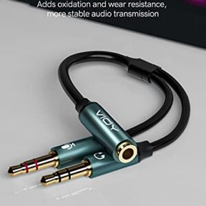 VIOY Headphone Splitter for Computer [3FT/1M], CTIA 3.5mm Female TRRS to 2 Male TRS Audio Jack Adapter with Separate Microphone and Earphone Converter for Gaming Headset to PC…