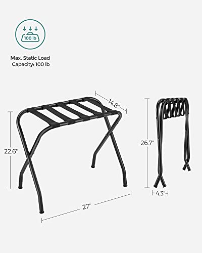 SONGMICS Steel Folding Luggage Rack, Pack of 4, Black URLR64B-4