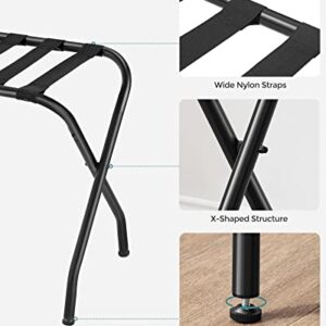 SONGMICS Steel Folding Luggage Rack, Pack of 4, Black URLR64B-4