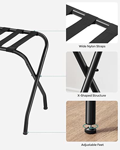 SONGMICS Steel Folding Luggage Rack, Pack of 4, Black URLR64B-4