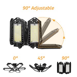 FAMURE LED Garage Lights, 185W Linkable Shop Lights with Cord Plug in, 18500LM Super Bright Hanging Deformable Ceiling Lighting 6500K Lamps with 6 Adjustable Panel for Warehouse