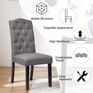 ERGOMASTER Parsons Dining Chairs Set of 4, Tufted Upholstered Kitchen Room Chairs with Solid Wood Legs, Padded Seat for Living Room, Restaurant, Wedding, Meeting, Celebration (Gray,4)