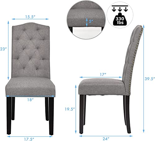 ERGOMASTER Parsons Dining Chairs Set of 4, Tufted Upholstered Kitchen Room Chairs with Solid Wood Legs, Padded Seat for Living Room, Restaurant, Wedding, Meeting, Celebration (Gray,4)