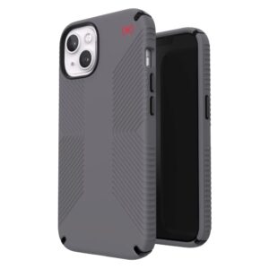 speck presidio2 grip case for apple iphone 13 , polycarbonate , shock-absorbent, graphite grey and black