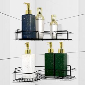 balanduko corner shower caddy shelf with adhesive hooks, corner shower shelves shampoo holder bathroom shower shelfs, stainless steel shower caddy corner for bathroom kitchen dorm bedroom, 2 pack