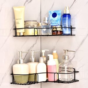 BALANDUKO Corner Shower Caddy Shelf with Adhesive Hooks, Corner Shower Shelves Shampoo Holder Bathroom Shower Shelfs, Stainless Steel Shower Caddy Corner for Bathroom Kitchen Dorm Bedroom, 2 Pack