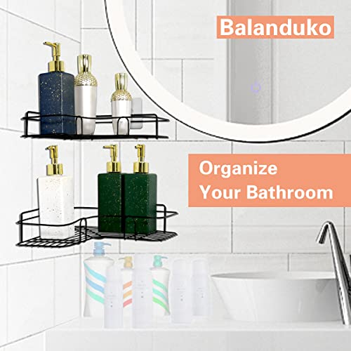 BALANDUKO Corner Shower Caddy Shelf with Adhesive Hooks, Corner Shower Shelves Shampoo Holder Bathroom Shower Shelfs, Stainless Steel Shower Caddy Corner for Bathroom Kitchen Dorm Bedroom, 2 Pack