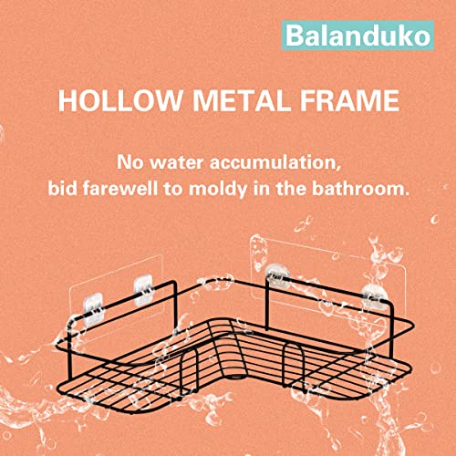 BALANDUKO Corner Shower Caddy Shelf with Adhesive Hooks, Corner Shower Shelves Shampoo Holder Bathroom Shower Shelfs, Stainless Steel Shower Caddy Corner for Bathroom Kitchen Dorm Bedroom, 2 Pack