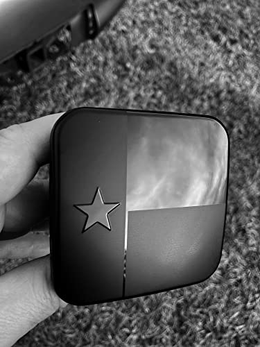 Texas State Metal Flag Hitch Cover Plug (Fits 2" Receiver, Black)