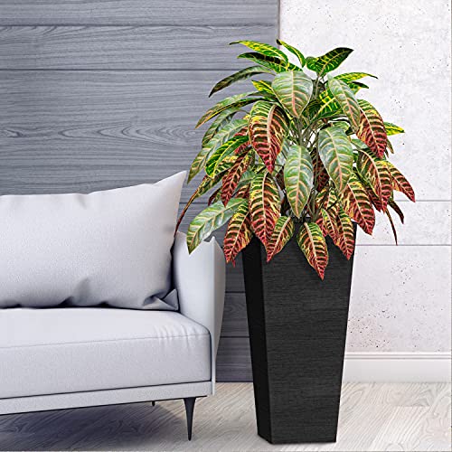 Verel Set of 2 Tall Outdoor Planters - 24 Inch Large Outdoor Planter with Small Planting Pots – Indoor and Outdoor Rectangular Flower Pots for Front Door, Porch, Patio and Deck (Black)