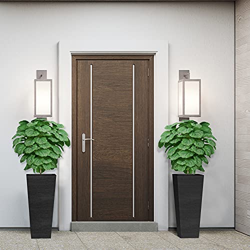 Verel Set of 2 Tall Outdoor Planters - 24 Inch Large Outdoor Planter with Small Planting Pots – Indoor and Outdoor Rectangular Flower Pots for Front Door, Porch, Patio and Deck (Black)