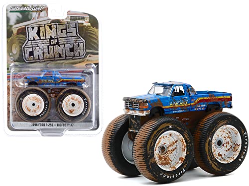 1996 Ford F-250 Monster Truck (Dirty Version), Bigfoot #7 - Greenlight 49070-F - 1/64 Scale Diecast Model Toy Car