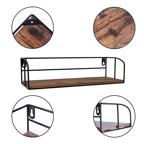 Giftgarden 6 Pack Floating Shelves for Wall Mounted, Bulk Rustic Hanging Storage Wall Shelf for Bathroom Kitchen Bedroom Living Room