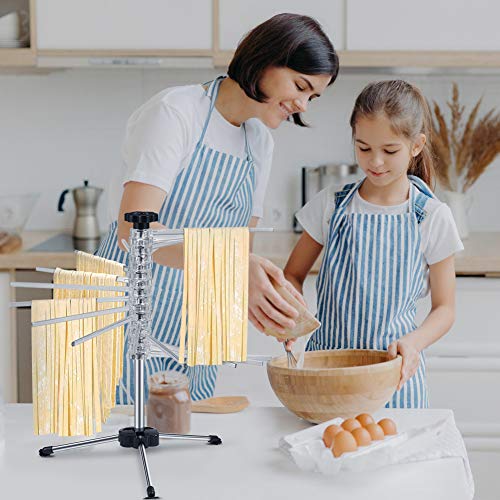 Collapsible Pasta Drying Rack, Foldable Noodle Dryer Tall Spaghetti Noodle Dryer Stand Holder Hanging Attachment Compact Rotatory System Kitchen Gadget