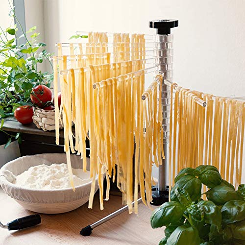 Collapsible Pasta Drying Rack, Foldable Noodle Dryer Tall Spaghetti Noodle Dryer Stand Holder Hanging Attachment Compact Rotatory System Kitchen Gadget