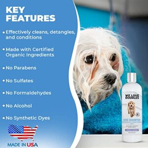 Dog Shampoo, Conditioner, and Detangler | Made in USA | Organic Ingredients | Best Shampoo for Goldendoodles and Doodles | Puppies | Grooming, Best Smelling | We Love Doodles |16 OZ (Lavender)