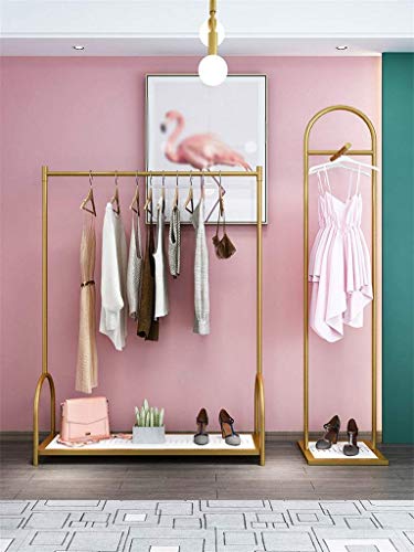 XYYXDD with Partition Clothes Rail,Dress Display Stands Women's Bedroom Clothing Rack/Gold/173 * 120Cm