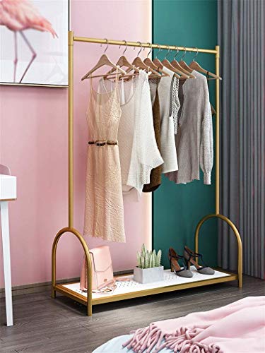 XYYXDD with Partition Clothes Rail,Dress Display Stands Women's Bedroom Clothing Rack/Gold/173 * 120Cm