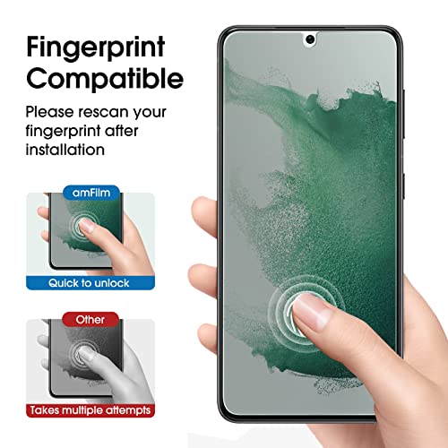 amFilm Privacy Screen Protector Samsung Galaxy S22 5g 6.1 inch with 2 Pack Camera Lens Protector, Anti Spy, Fingerprint ID Compatible, Easy to Installation, Hybird, 2+2 Pack