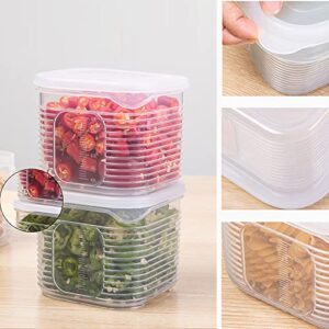 Fridge Food Storage Container with Airtight Lid , 6 Removable Plastic Small Boxes, Reusable Fruit & Vegetable Organizer, Stackable for Storage Storage