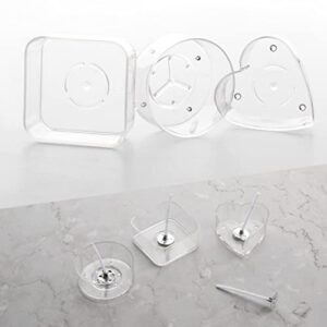 50pcs Tea Light Candle Cup,Plastic Clear Candle Cup Holders,Heart Square Round Shapes Tealight Cups,50pc Candle Wicks for DIY Candle Making