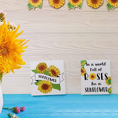 Yookeer 13 Pieces Sunflower Tiered Tray Decor Sunflower Wooden Kitchen Signs Sunflower Gnome Flags Faux Flower Beaded Garland Decor Set My Sunshine Farmhouse Decor for Spring Summer Fall Rustic Decor