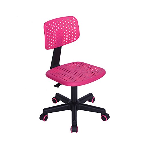 FurnitureR Swivel Writing Task Chair Low Mid Back Armless Height Adjustable Computer Desk Chair for Home Office Kindergarten Girls Boys Teens Students,W15.9 x D14.6 x H34.3 (Pink)