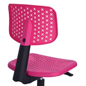 FurnitureR Swivel Writing Task Chair Low Mid Back Armless Height Adjustable Computer Desk Chair for Home Office Kindergarten Girls Boys Teens Students,W15.9 x D14.6 x H34.3 (Pink)