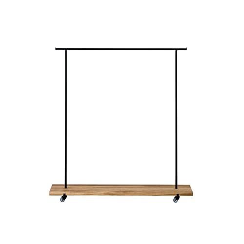 XYYXDD Industrial Style Clothes Rail,Horizontal Bar Metal Mobile Clothing Rack Floor-Standing Display Stand with Solid Wood Partition Shoe Rack/Black/160 * 90 * 40Cm