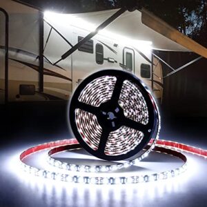 tiphope rv led awning party light, 16.4ft camper led awning strip light cool white 12v waterproof rv exterior lighting for rv camper motorhome travel trailer concession stands food trucks