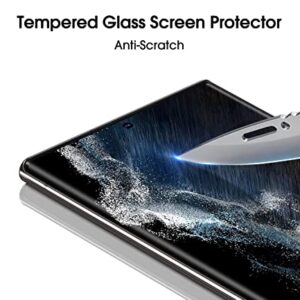 amFilm 3D Curved for S22 Ultra Screen ProtectorSamsung Galaxy 5g,Samsung Galaxy S22 Ultra, Fully Compatible with UltraSonic Fingerprint Scanner and S Pen, UV Gel Application, Tempered Glass, 2 Pack