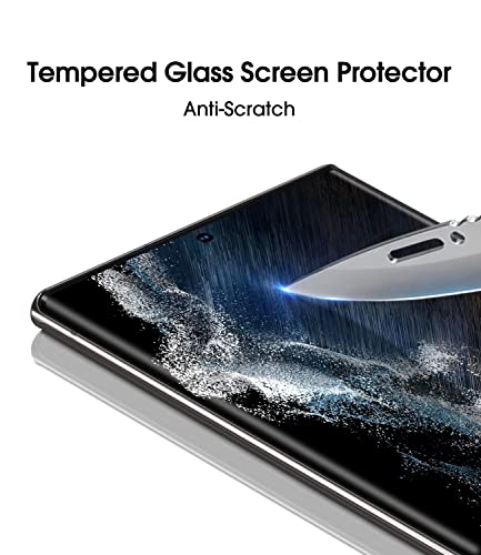 amFilm 3D Curved for S22 Ultra Screen ProtectorSamsung Galaxy 5g,Samsung Galaxy S22 Ultra, Fully Compatible with UltraSonic Fingerprint Scanner and S Pen, UV Gel Application, Tempered Glass, 2 Pack