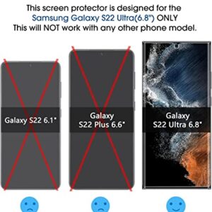 amFilm 3D Curved for S22 Ultra Screen ProtectorSamsung Galaxy 5g,Samsung Galaxy S22 Ultra, Fully Compatible with UltraSonic Fingerprint Scanner and S Pen, UV Gel Application, Tempered Glass, 2 Pack