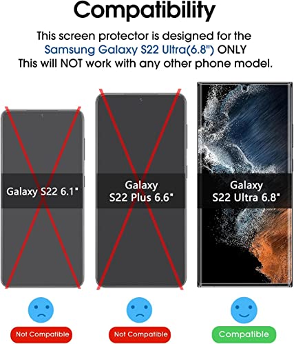 amFilm 3D Curved for S22 Ultra Screen ProtectorSamsung Galaxy 5g,Samsung Galaxy S22 Ultra, Fully Compatible with UltraSonic Fingerprint Scanner and S Pen, UV Gel Application, Tempered Glass, 2 Pack