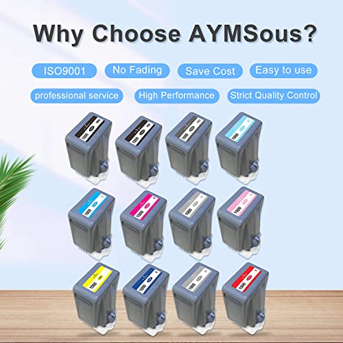 AYMSous Compatible Ink Cartridge Replacement for Canon PFI-1000 for Canon imagePROGRAF PRO-1000 (MBK PBK C M Y R GY B PGY PC PM CO 12-Pack)