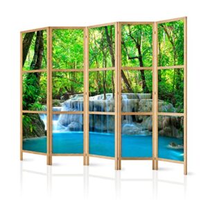 artgeist japanese room divider xxl landscape waterfall nature 90 x 67 in - 5 panel folding screen japan design home decoration art deco forest c-b-10009-z-a