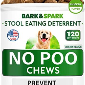 NO Poo Treats - Prevent Dog Poop Eating - Coprophagia Treatment - Stool Eating Deterrent - Probiotics & Enzymes - Digestive Health + Breath Aid - Made in USA - (120 Ct - Chicken)