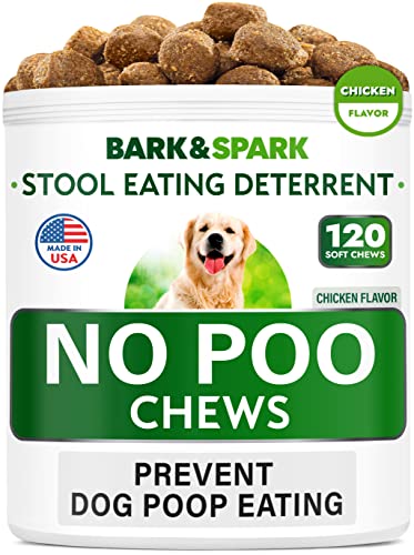 NO Poo Treats - Prevent Dog Poop Eating - Coprophagia Treatment - Stool Eating Deterrent - Probiotics & Enzymes - Digestive Health + Breath Aid - Made in USA - (120 Ct - Chicken)