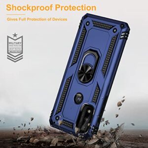 Muntinfe for Moto G Pure Phone Case, Moto G Power 2022 Case with Tempered Glass Screen Protector [2 Pack], Military-Grade Armor Shockproof Cover with Magnetic Kickstand for Motorola Moto G Pure, Blue