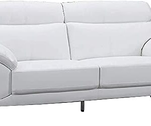 American Eagle Furniture EK528 Modern Top Grain Italian Leather Living Room Sofa, White