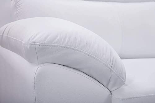 American Eagle Furniture EK528 Modern Top Grain Italian Leather Living Room Sofa, White