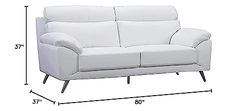 American Eagle Furniture EK528 Modern Top Grain Italian Leather Living Room Sofa, White