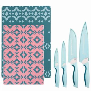 spice by tia mowry savory saffron 10 piece cutting board and cutlery set