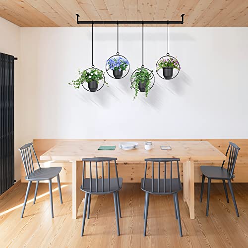 Auledio 4pcs Hanging Planters, Indoor Metal Plant Hanger with Plastic Pots