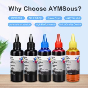 AYMSous Ink Refill Kit for Canon 250 251 270 271 280 281 1200 2200 PG240 CL241 PG245 CL246 PG210 Refillable Ink Cartridge, CIS CISS System with 5 Syringes(5x100ML 1BK, 1PBK, 1C, 1M, 1Y)